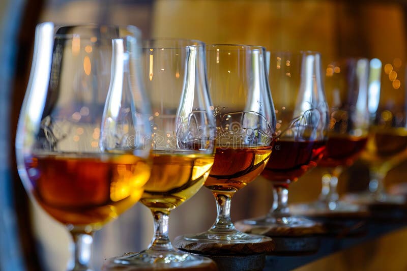 A Row of Glasses with Different Types of Alcohol Stock Photo - Image of ...