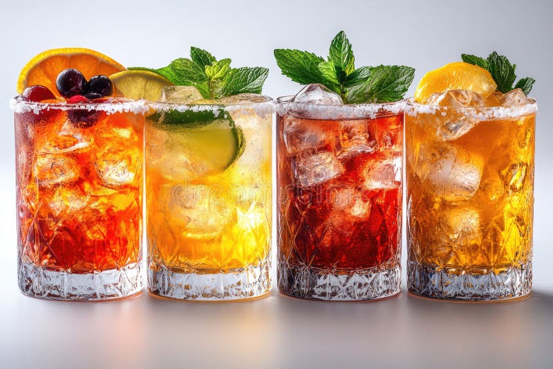 A Row of Glasses Filled with Different Types of Drinks, Perfect for Use ...