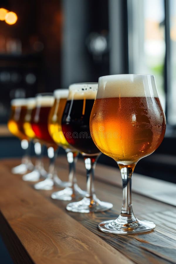 Assorted Beers in a Line stock illustration. Illustration of types ...