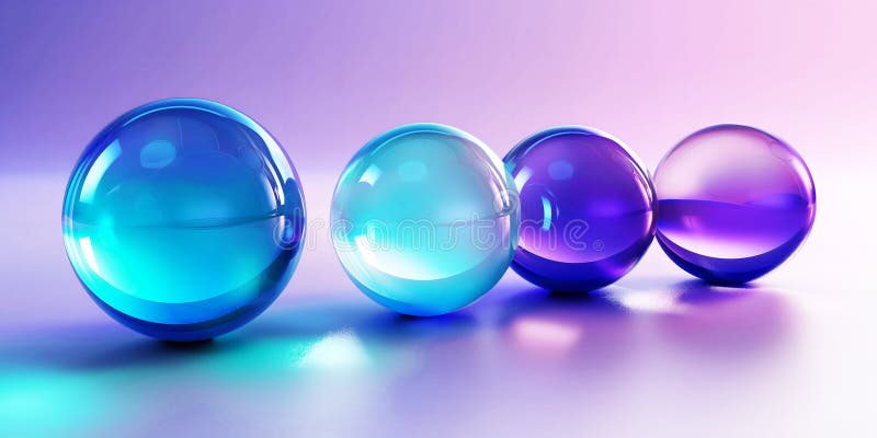 Row of Glossy Blue and Purple Spheres with Smooth Reflections on a ...