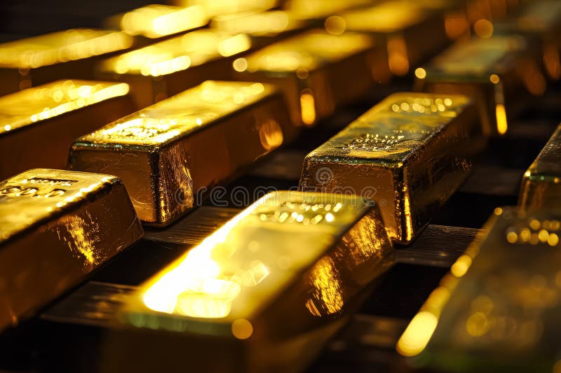 Row of Gold Bars are Displayed on a Table Stock Image - Image of ...