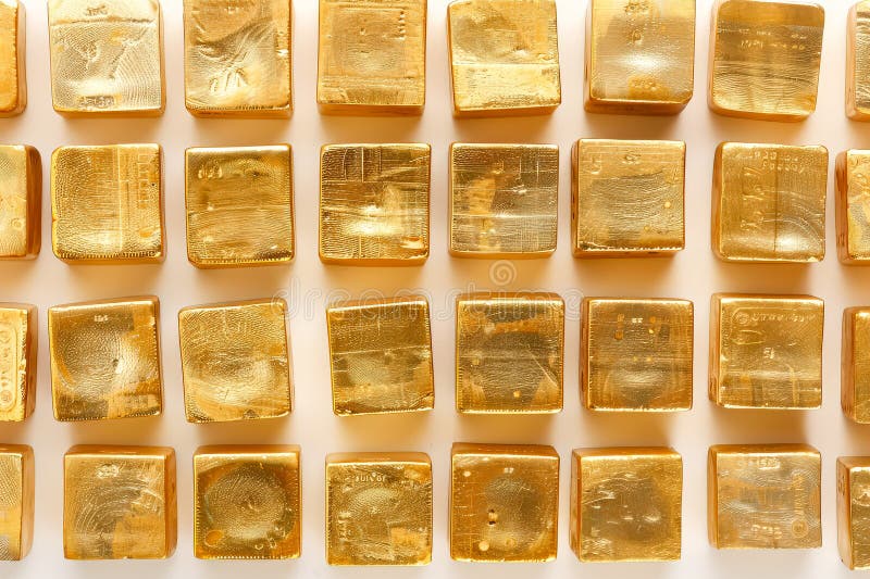 Row of Gold Cubes on a White Background Stock Photo - Image of size ...
