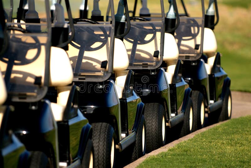 Row of Golf Carts from Front View Stock Photo - Image of golf, outdoors ...