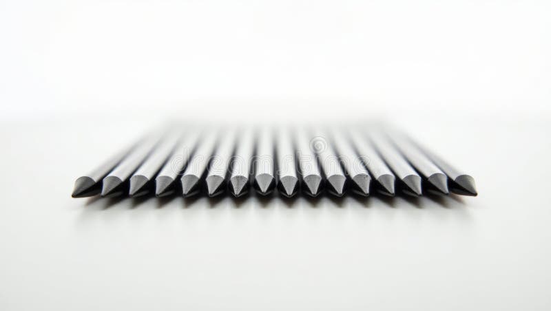 Row of Graphite Pencils Forming a Diagonal Line on White Background ...