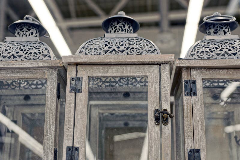 Gray Decorative Boxes of Wood and Glass Stock Image - Image of three ...