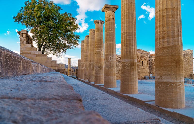 Row of Greek Hellenistic Stoa Stock Image - Image of column, building ...