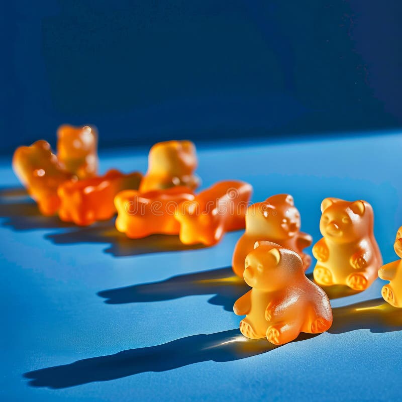 Two Gummy Bears with Faces and Eyes on Them, One is Orange. Generative ...