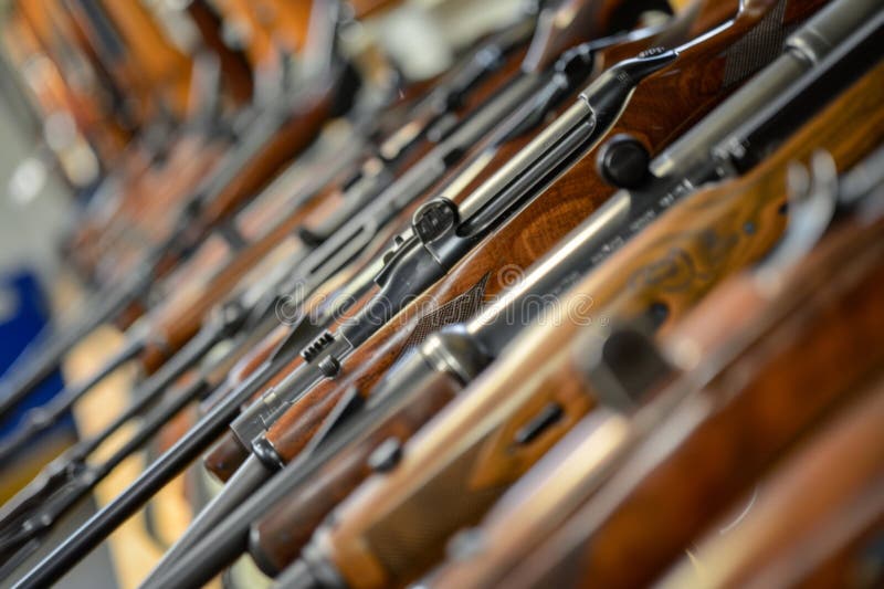 Row of Guns on Display stock photo. Image of rifles - 312913488