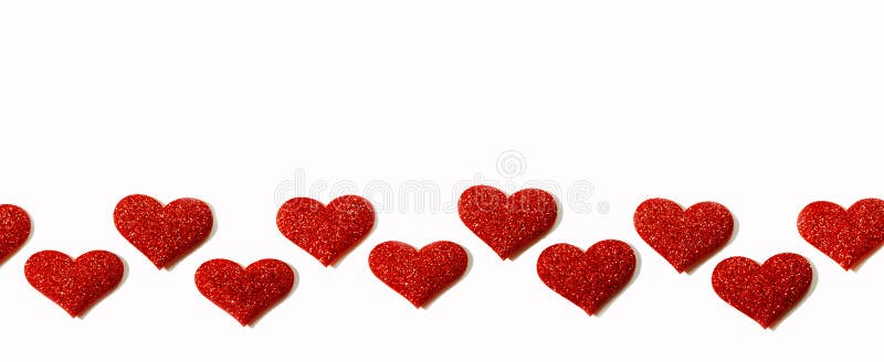 A Row of Hearts Isolated on a White Background, Banner Stock ...