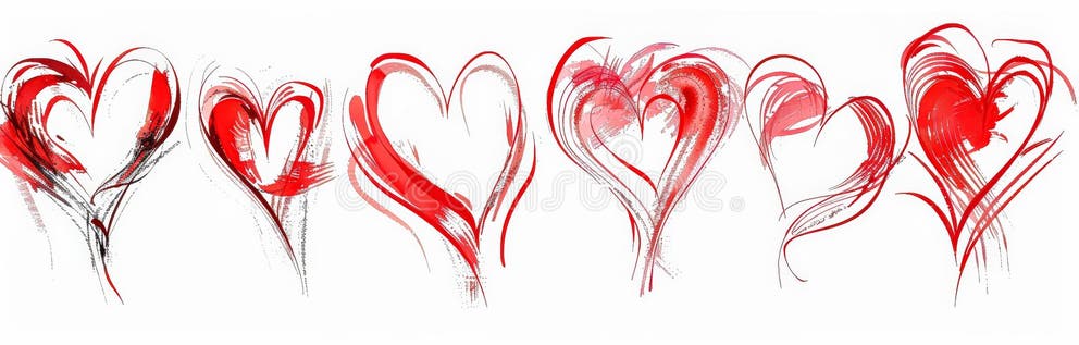 Row of Hearts with a White Background. Stock Photo - Image of abstract ...