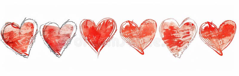 Row of Hearts with a White Background. Stock Image - Image of grunge ...