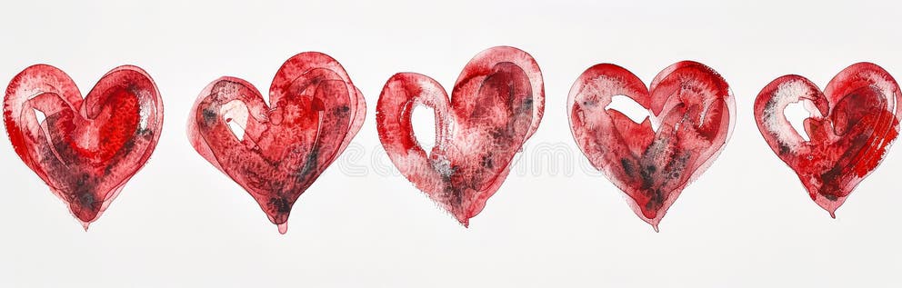 Row of Hearts with a White Background. Stock Image - Image of vintage ...