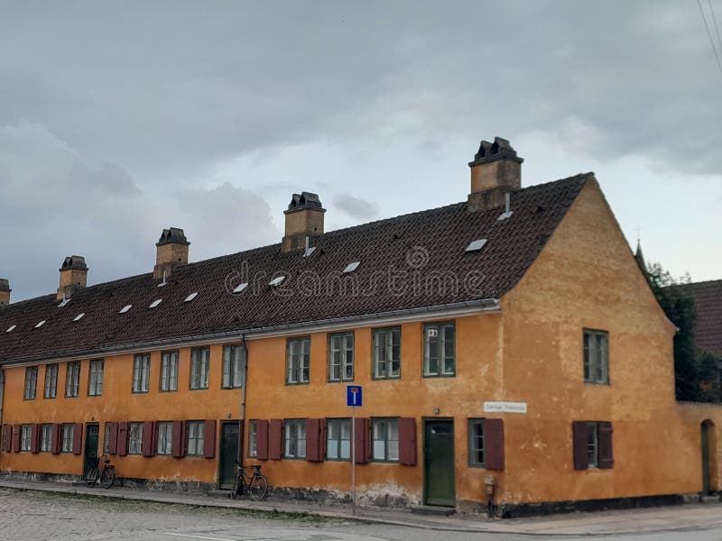 Nyboder Door Design with the Orange Wall in Copenhagen, Denmark Stock ...
