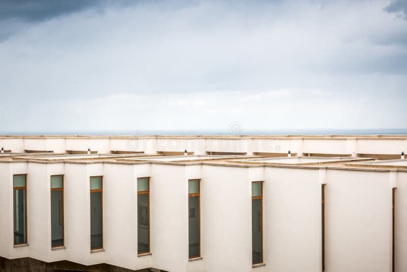 Row House, Round and White Building, on a Winter Day Stock Image ...