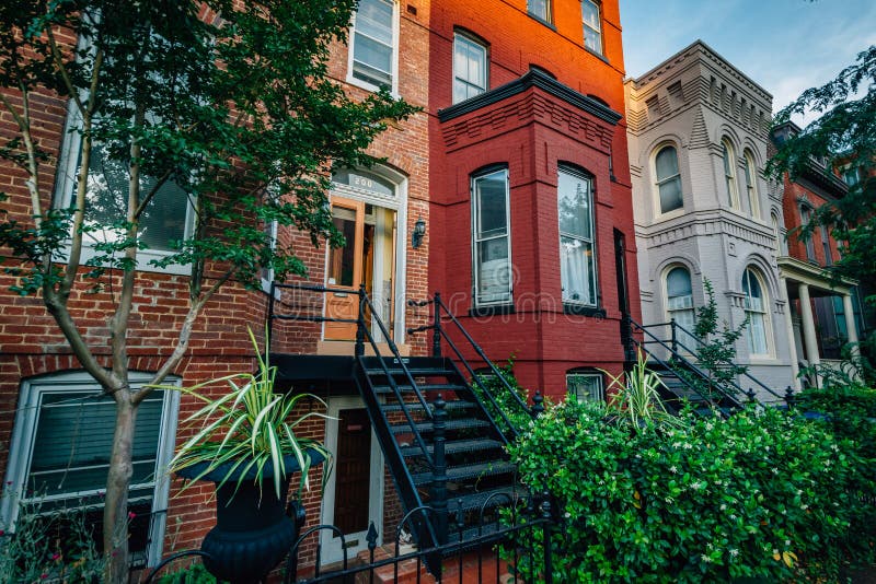Row Houses In Capitol Hill, Washington, DC Stock Image - Image of ...