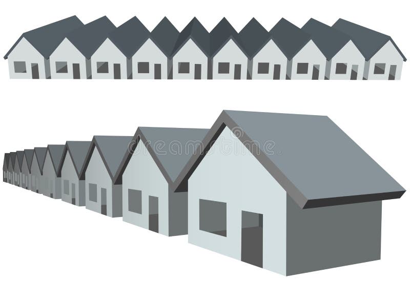 Home Row Houses Border with Dormer Roof Windows Stock Vector ...