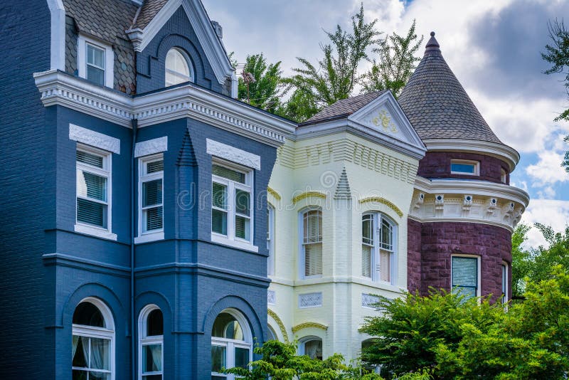 Row Houses in Georgetown, Washington, DC Stock Photo - Image of clouds ...