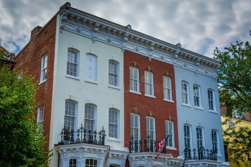 Row Houses in Georgetown, Washington, DC Stock Image - Image of color ...