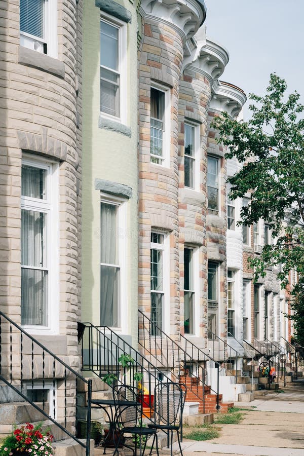 Row Houses in Hampden, Baltimore, Maryland Stock Photo - Image of ...