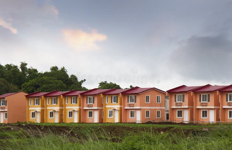 Row House for Mass Housing- with a Nice Blue Sky Background Stock Image ...