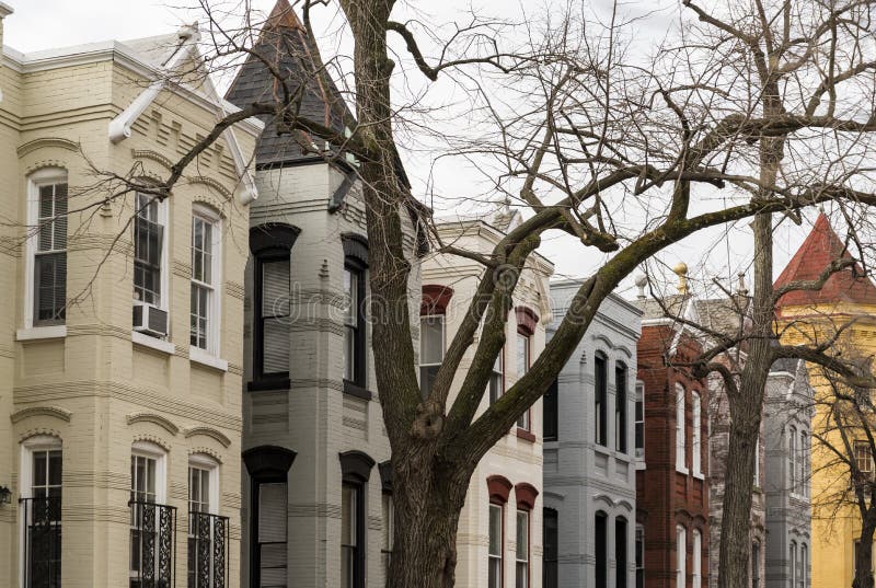 Row Houses in Georgetown, Washington, DC. Stock Photo - Image of urban ...
