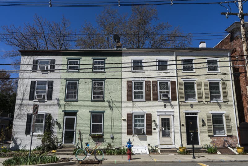 Row houses stock photo. Image of street, shadow, houses - 149037876