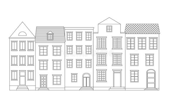 Row of Houses, Vector Illustration Stock Vector - Illustration of ...