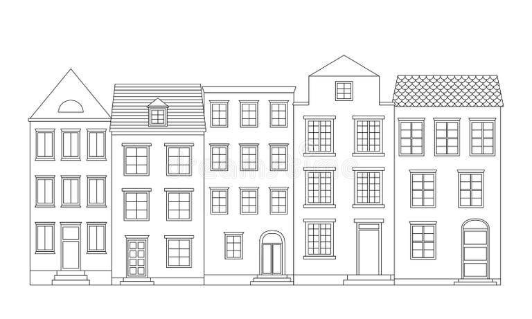Row of Houses, Vector Illustration Stock Vector - Illustration of ...