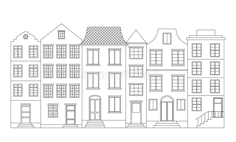 Row of Houses, Vector Illustration Stock Vector - Illustration of ...