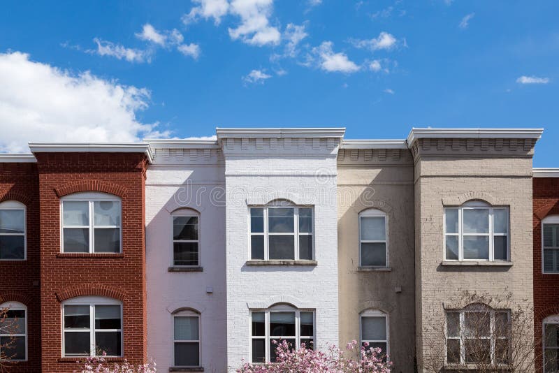 Row Houses in Washington DC. Stock Image - Image of realty, townhouse ...