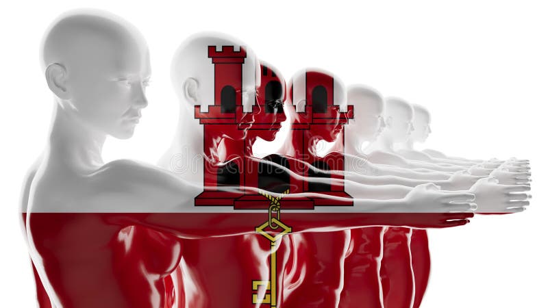 Human Figures Evolving into the Flag of Gibraltar Stock Illustration ...