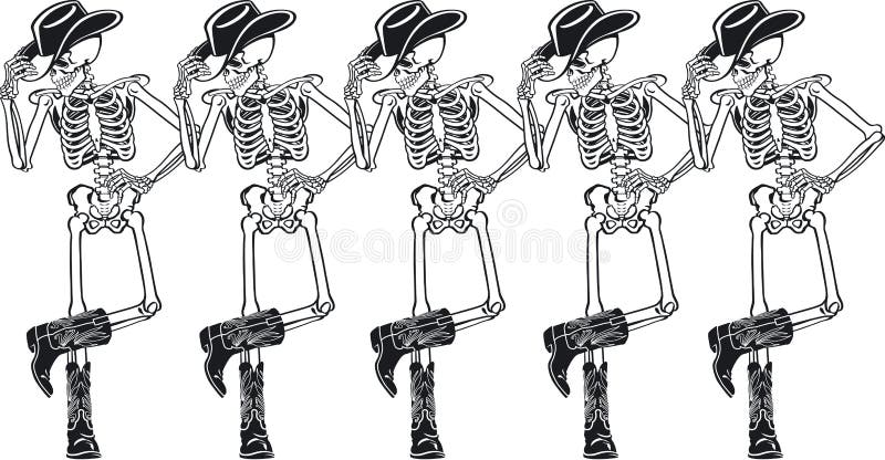 Row of Human Skeleton Line Dancing Stock Vector - Illustration of ...