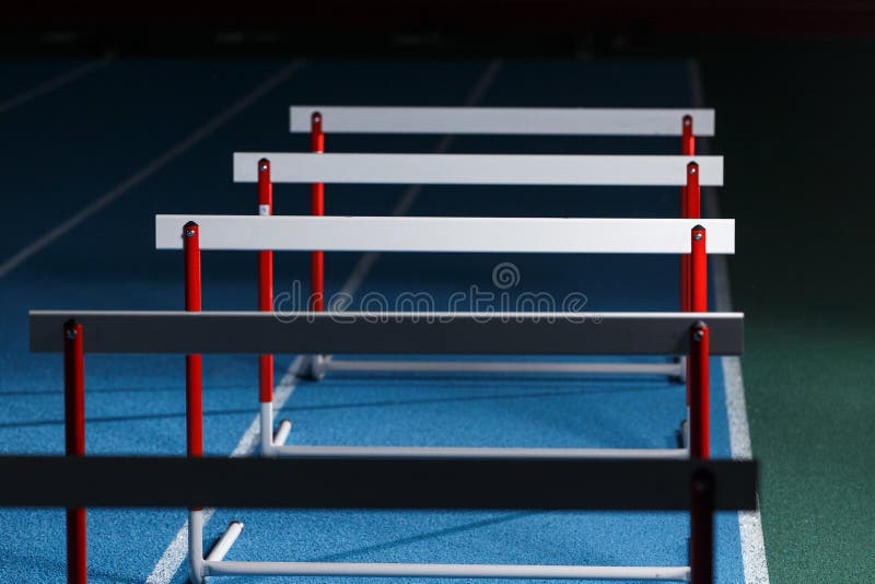 Row of Hurdles for Sprint Training on the Lane Stock Image - Image of ...