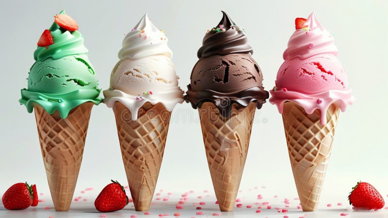 Row of Ice Cream Scoops. Row of Colorful Ice Cream Scoops with ...