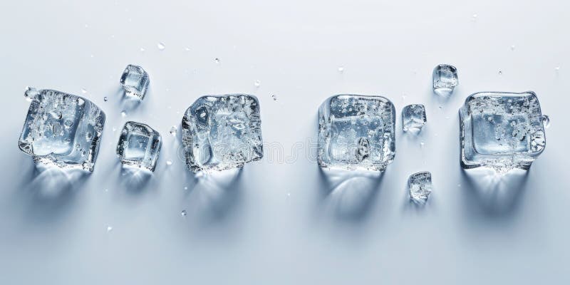A Row of Ice Cubes on a White Background Stock Image - Image of ...
