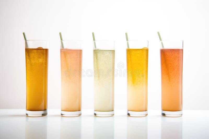 Row of Iced Tea Glasses, Gradient of Tea Colors Stock Photo - Image of ...