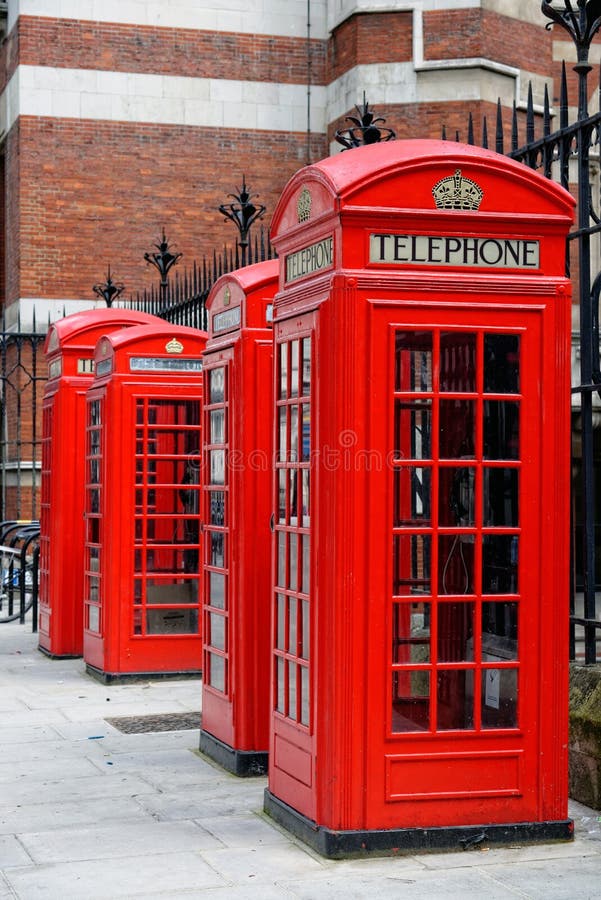 Row of Iconic London Red Phone Cabins Editorial Photography - Image of ...