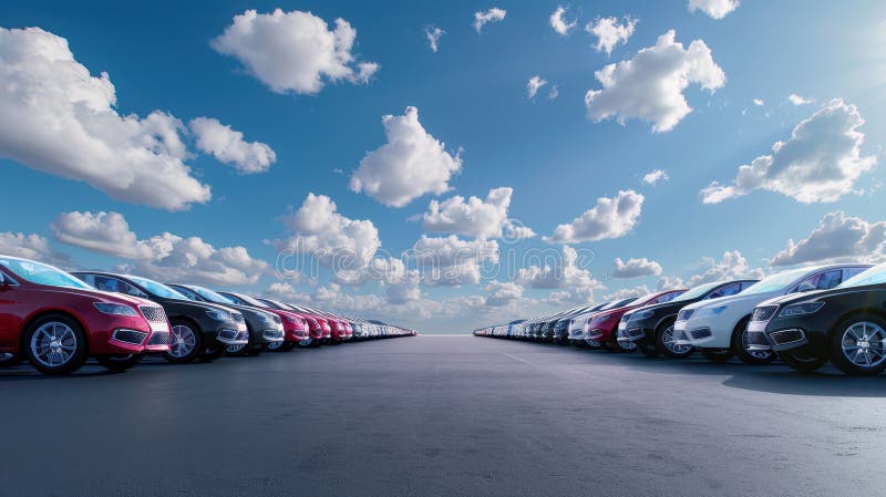The Row of Identical Cars.AI Generated Image Stock Photo - Image of ...