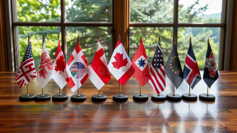 Row of International Flags Representing Global Diversity in Business ...