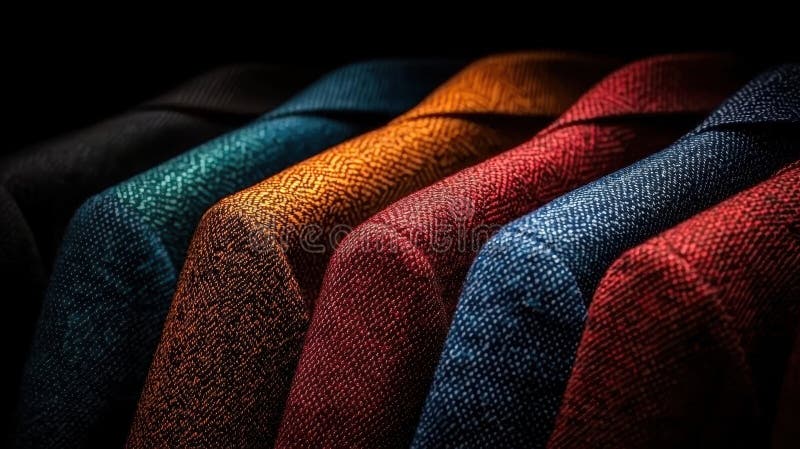 A Row of Jackets with Different Colors and Textures. Stock Photo ...