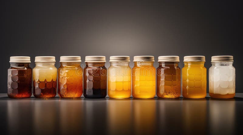 A Row of Jars with Different Colored Liquid Stock Illustration ...