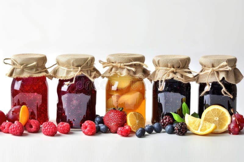 A Row of Jars Filled with Different Types of Fruit. Ideal for Food and ...