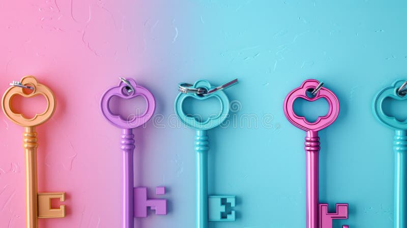 A Row of Keys on a Colorful Wall, Suitable for Various Concepts and ...