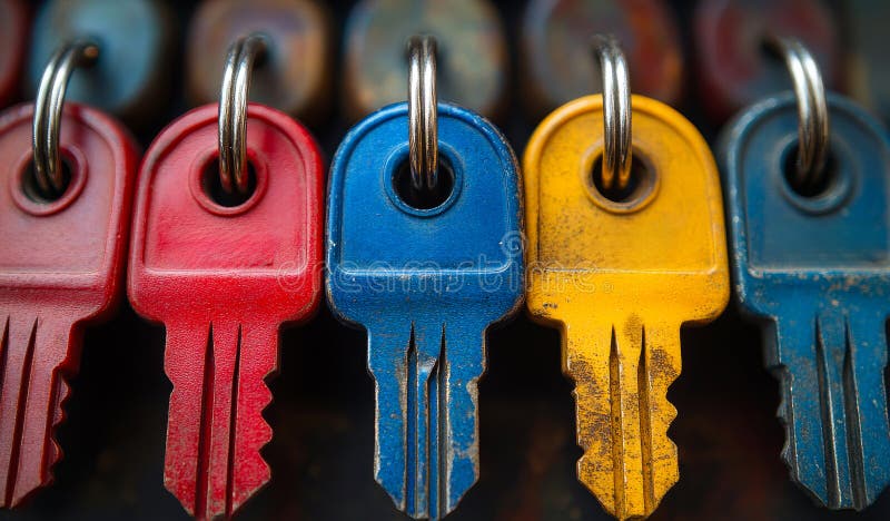A Row of Keys with Different Colors and Sizes Stock Photo - Image of ...