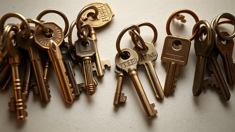 A Row of Keys are Hanging on a Wall Stock Illustration - Illustration ...