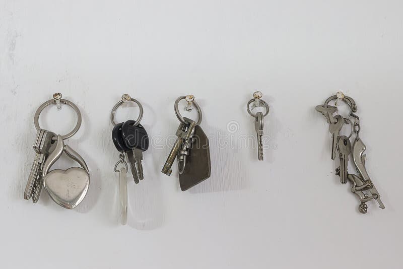Row of keys hanging stock image. Image of inside, hallway - 49772929