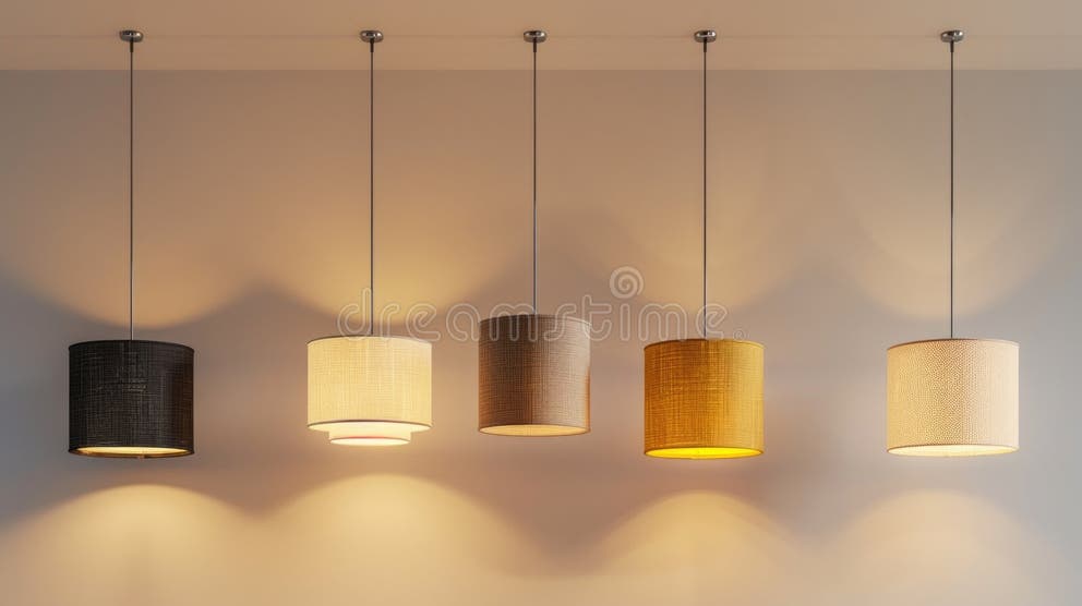 Row of Lamps Hanging from the Ceiling Stock Image - Image of interior ...