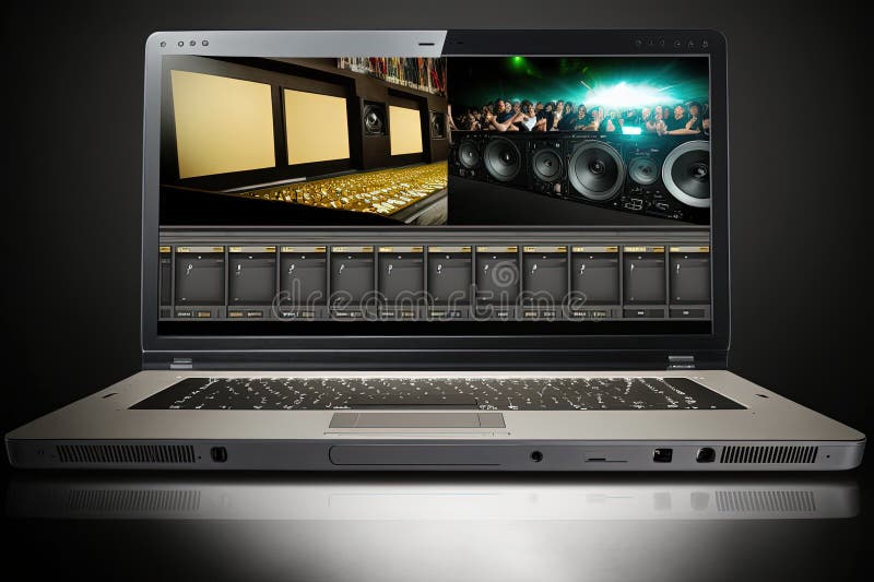 Row Laptop Concept Cinema Home Application Player Video Stock ...