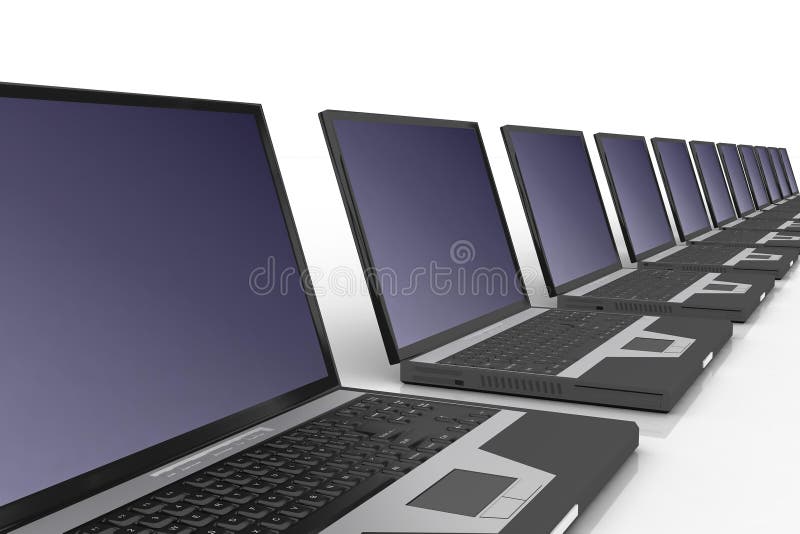 Row of laptops stock illustration. Illustration of advertisement - 3627456