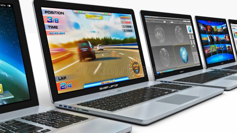 Row of laptops stock video. Video of modern, black, email - 47127883